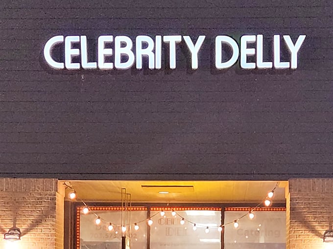 Those string lights outside Celebrity Delly create sandwich ambiance. Even humble delis deserve a little glamour.