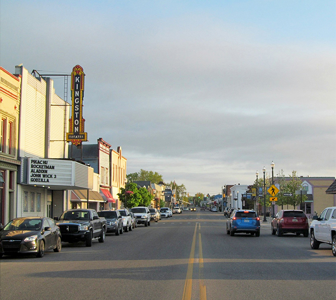The Kingston Theater marquee stands as proof that in Cheboygan, entertainment doesn't require streaming subscriptions or big-city prices.