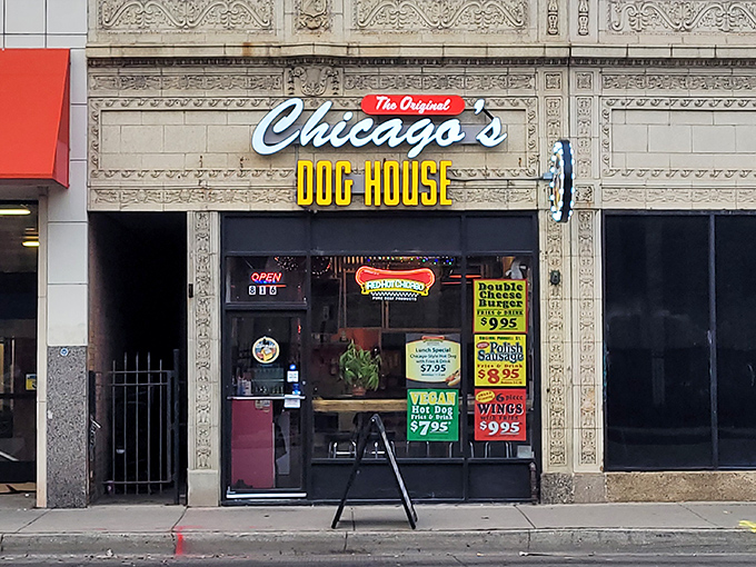 The ornate stonework outside is your first clue that this isn't your average hot dog joint &ndash; expect the unexpected inside!