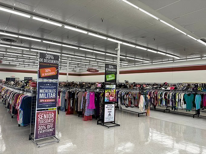 The spacious interior promises organized shopping bliss - no archaeological dig required for good finds.