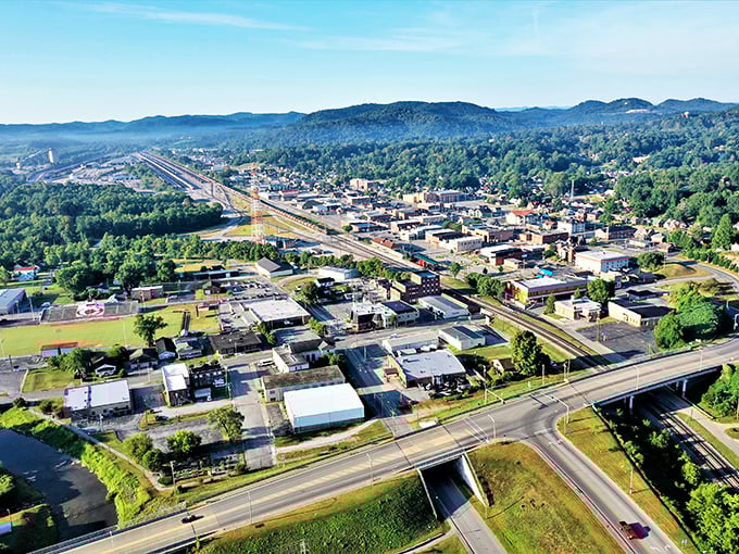 Mountains embrace Corbin like protective arms, creating a picturesque backdrop for this charming Kentucky town.