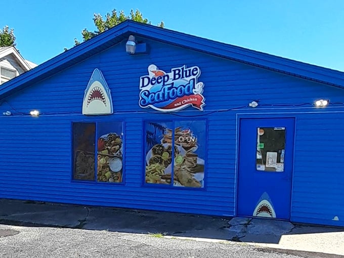 That shark on the sign isn't just cute &ndash; it's telling you Deep Blue Seafood isn't messing around when it comes to fresh catches.