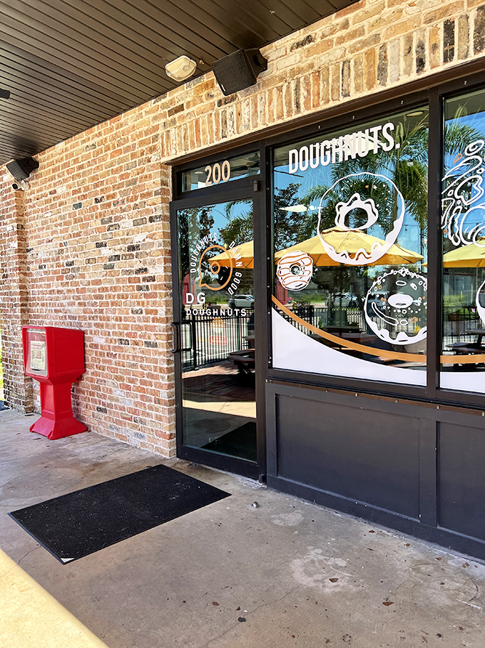 DG Doughnuts' brick facade and modern signage hint at the artisanal approach inside&mdash;where donuts become edible art.