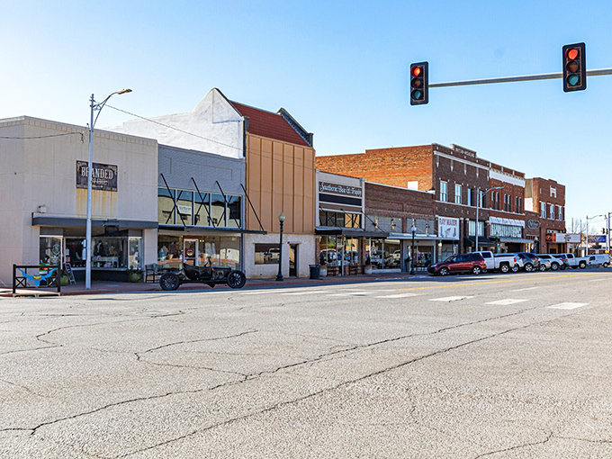 Classic storefronts line streets where neighbors still wave and shopkeepers remember names.