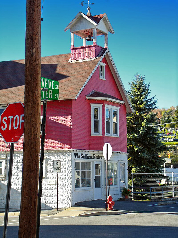 Dushore's red schoolhouse building stands out like a cherry on top of small-town Pennsylvania's sundae.