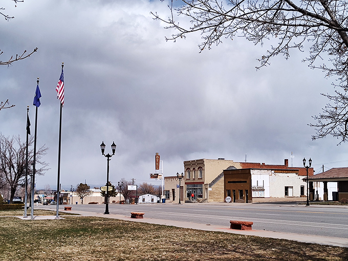 Red rock formations tower over Fillmore's main street, providing the kind of views that make retirement here feel like constant vacation.