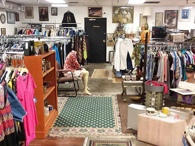 Step inside Flashbacks and step back in time. This organized interior showcases vintage fashion that spans the decades with style.