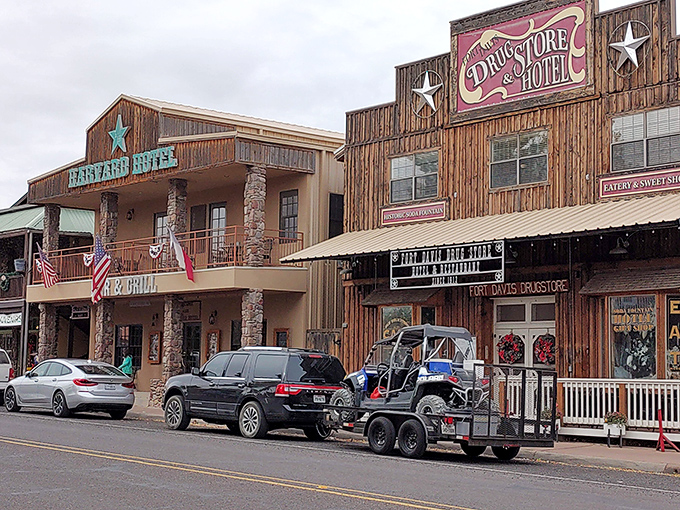 The Davis Drugstore Hotel stands as a testament to frontier hospitality in this high-altitude Texas hideaway.