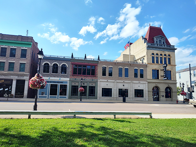 Downtown Gallipolis shines with beautiful old buildings, hanging flower baskets, and a relaxed atmosphere perfect for a sunny afternoon stroll.
