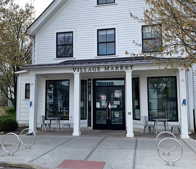 The clean lines and welcoming entrance of Gambier's Village Market invite you in for provisions and pleasant conversation.