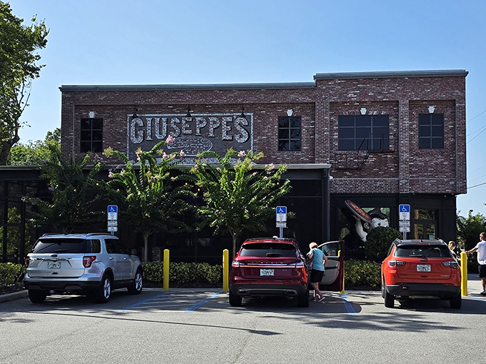 That mascot out front means serious pizza business &ndash; no fooling around here. 