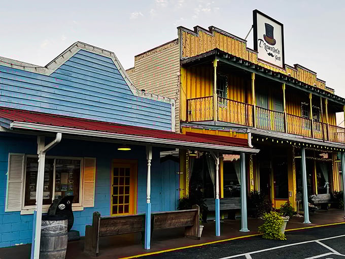 Grand Rivers' Old West facades create a playful frontier atmosphere that makes every visitor feel like the sheriff.