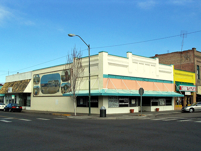 Classic small-town storefronts line the street like old friends gathering for their daily coffee chat.