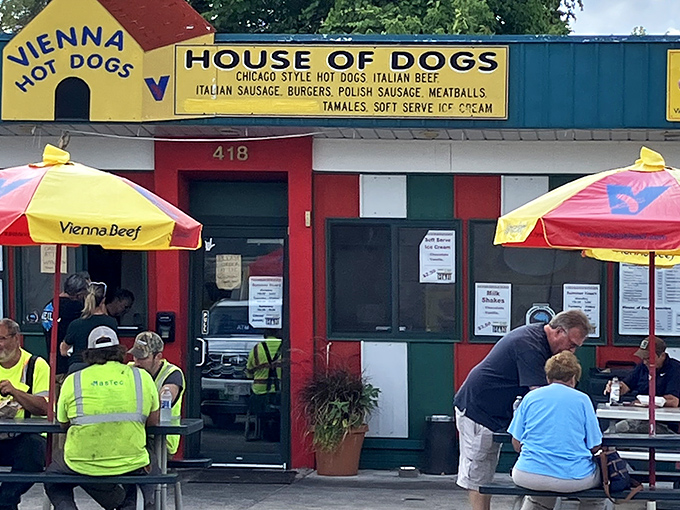 Vienna Beef meets vacation vibes at this colorful Eagle River stand where Chicago tradition meets Northwoods charm.