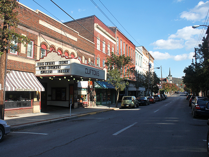 That vintage movie theater marquee brings back memories of Saturday matinees and shared bags of buttered popcorn.