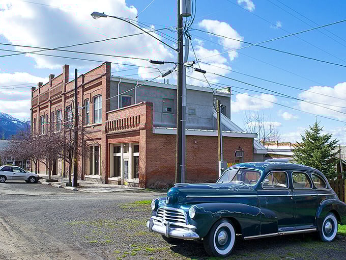 That vintage beauty parked downtown proves some things just get better with age, like good wine and classic cars.