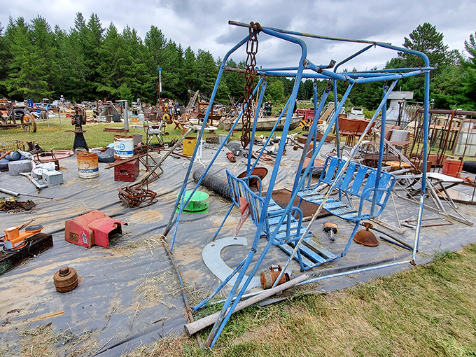 That blue swing set frame isn't junk&mdash;it's potential, possibility, and probably someone's next amazing DIY project waiting to happen.