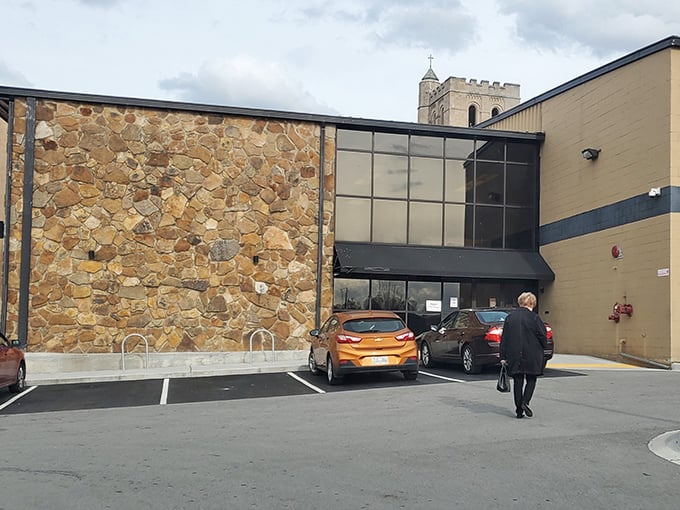 This welcoming entrance leads to a thrift store where every purchase helps local families in need.