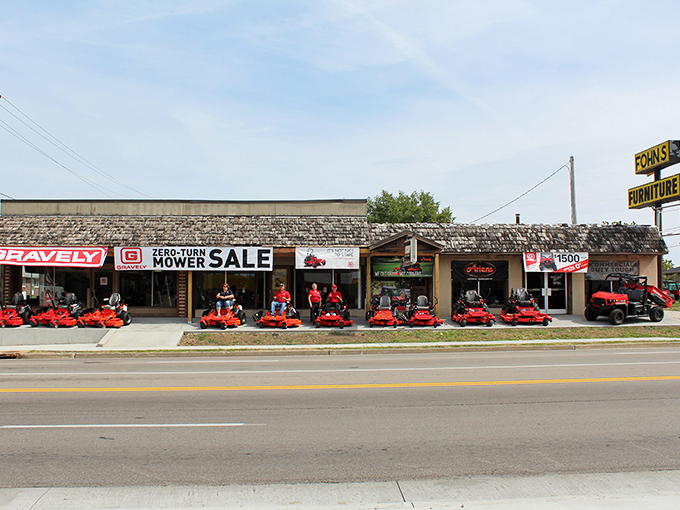 Small-town Lebanon captures classic Americana charm, where a mower for sale on the corner feels perfectly in place with its friendly, laid-back vibe.