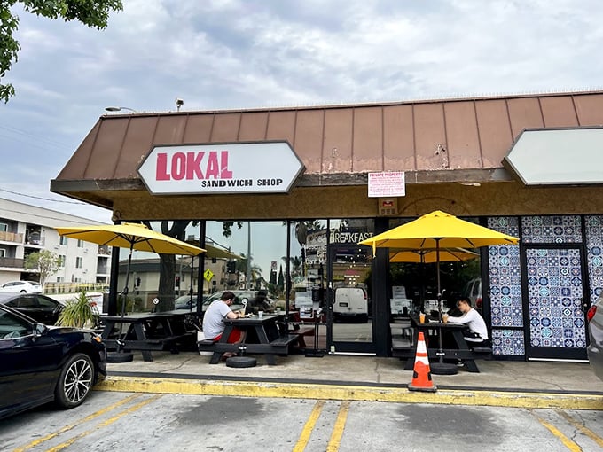 That cheerful patio setup promises global flavors served with genuine California sunshine and smiles.