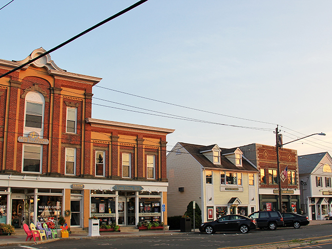 This Madison street scene captures small-town charm where every storefront tells its own welcoming story.