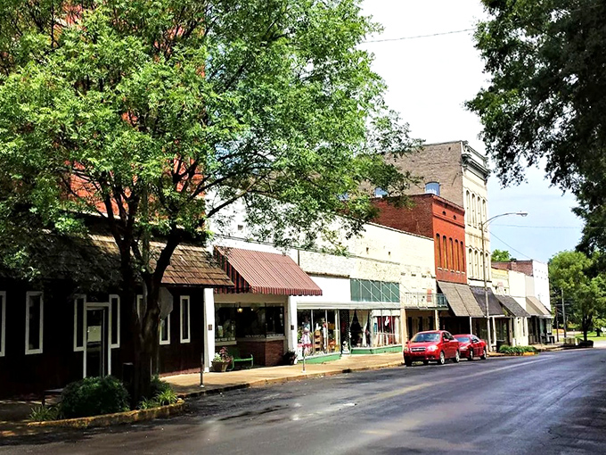 Lee County's county seat maintains its dignity with storefronts that honor both history and progress.
