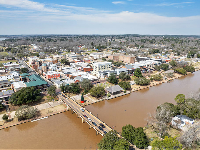 The Red River curves through Natchitoches like nature's own lazy afternoon stroll.