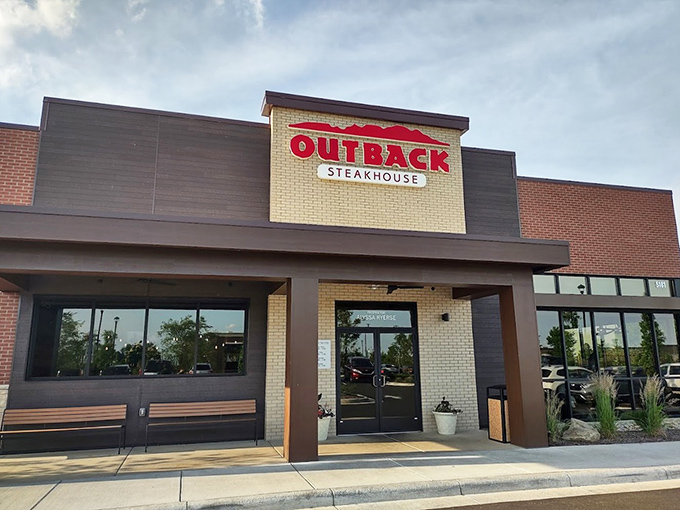 Clean lines and familiar signage promise consistency at this Outback location. Sometimes you want your steak without surprises - like comfort food with an accent.
