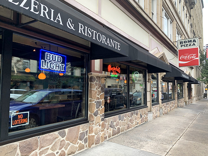 Stone accents and classic signage hint at the traditional Italian flavors waiting inside this gem.