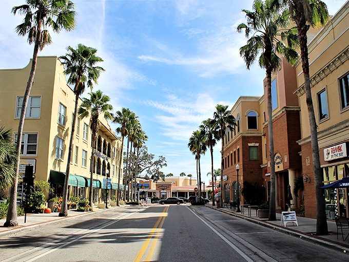 Palm trees standing tall like exclamation points along Safety Harbor's sun-drenched boulevard&mdash;Florida's version of a yellow brick road to paradise.