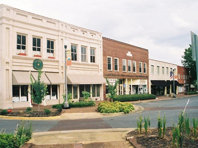 Historic downtown where red brick buildings frame a lifestyle that values quality over quantity always.
