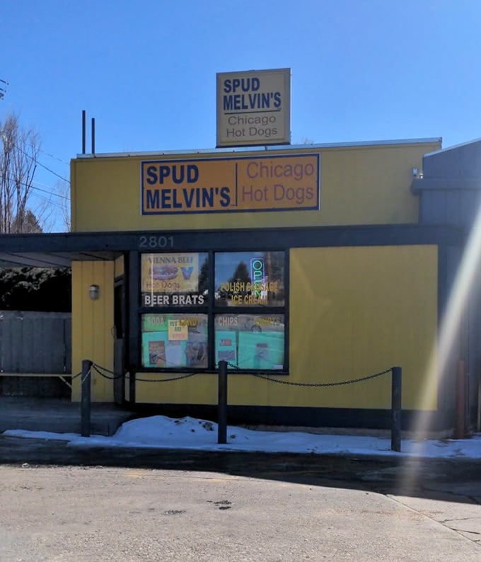 The simple bench outside Spud Melvin's has witnessed countless moments of hot dog happiness in Colorado Springs.