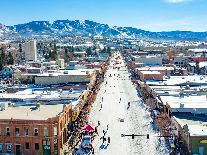 Snow blankets this mountain town like nature's own welcome mat, inviting you to stay and explore.