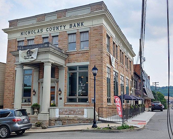 Banking on elegance! Summersville's stone-hewn Nicholas County Bank looks ready to host both your savings and an episode of "Antiques Roadshow."