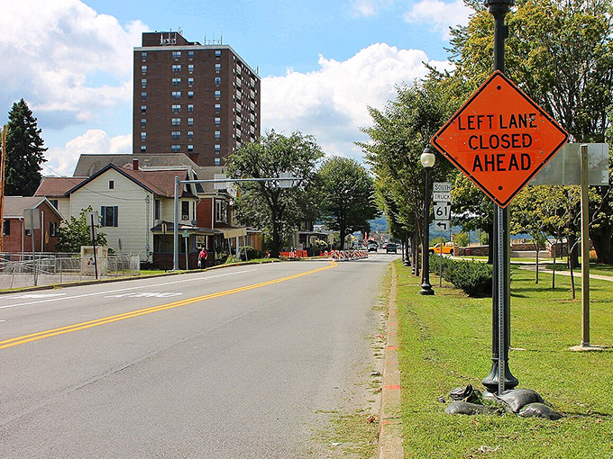 Historic Sunbury buildings stand timelessly along railroad tracks, connecting past industrial strength to present affordability.
