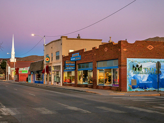 This charming downtown street invites exploration with its mix of history, art, and small-town character.