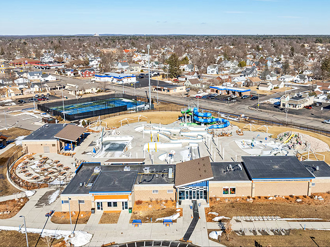 The town's aquatic center offers affordable summer fun, proving retirement doesn't have to break the bank to be enjoyable.