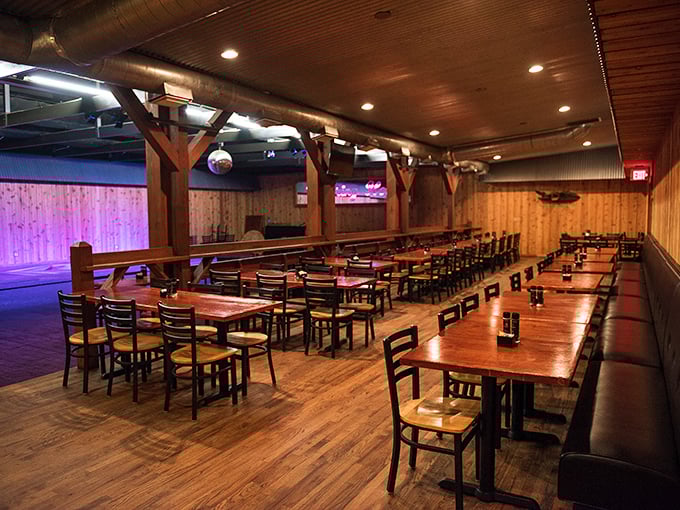 Step into a world where wood-paneled walls and communal tables create the perfect backdrop for carnivorous adventures and lively conversation.