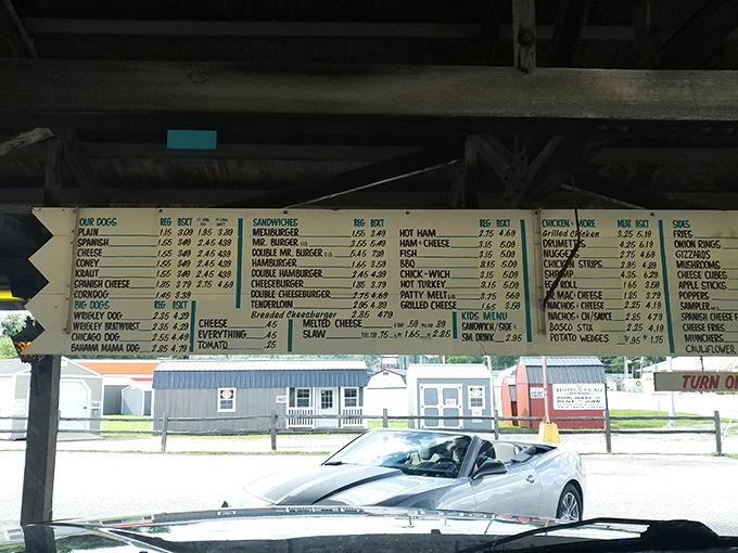 The menu board tells a story of American classics, each item representing decades of perfected recipes. Decision paralysis has never been so delicious.