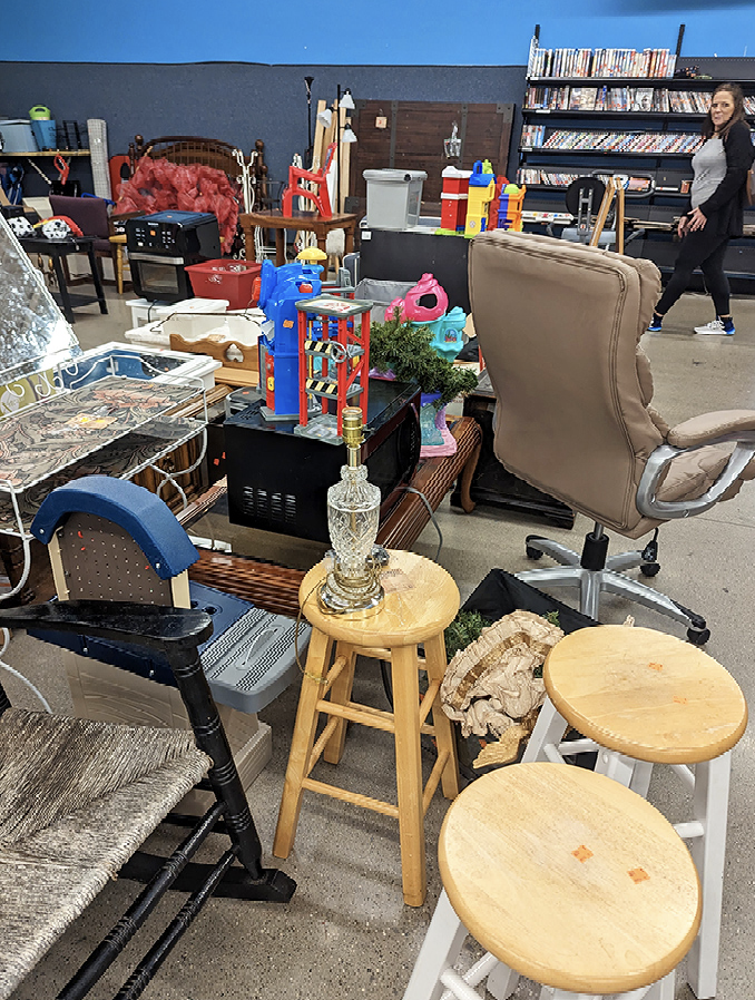 The furniture section: Where that perfect vintage side table hides between office chairs and the occasional "what were they thinking" decor choice.