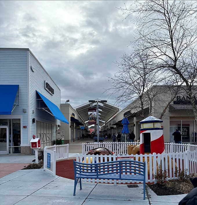 Every shopping center needs a timeout zone. This charming nautical-themed play area gives kids a break while parents strategize their next retail conquest.