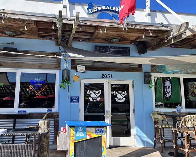 A closer look at the entrance reveals the restaurant's weathered charm - like that favorite fishing hat you refuse to replace despite your spouse's persistent suggestions.