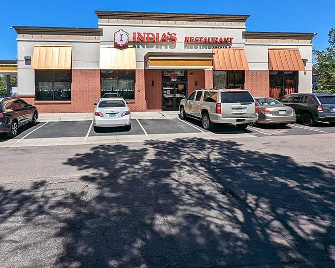The unassuming storefront of INDIA'S Restaurant proves once again that culinary treasures often hide in plain sight among Denver's strip malls.
