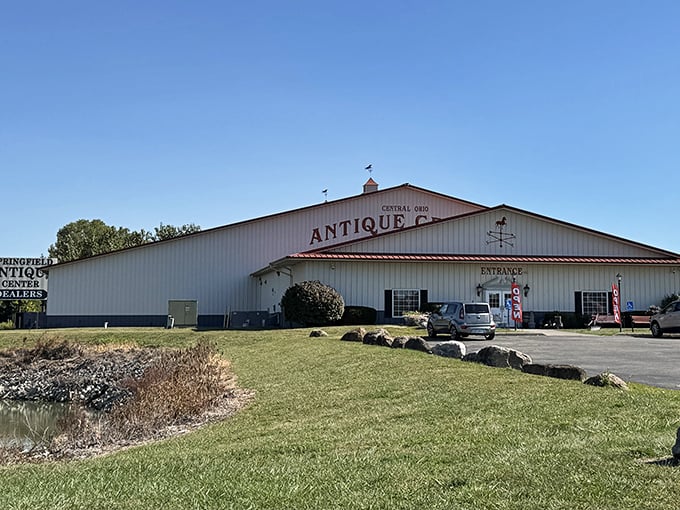 The unassuming exterior of Springfield Antique Center belies the wonderland of treasures waiting inside, like a TARDIS of trinkets in rural Ohio.