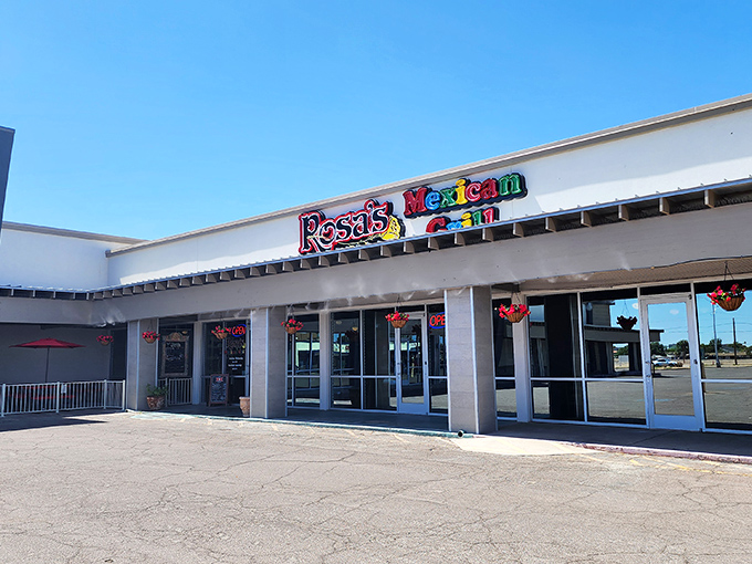 Like a colorful oasis in the Arizona desert, Rosa's vibrant storefront beckons hungry travelers with the promise of authentic Mexican flavors.