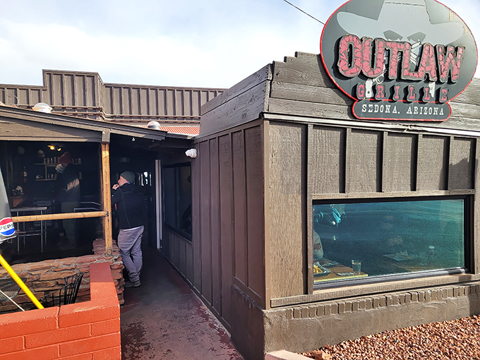 The Outlaw Grill stands ready for another day of smoky shenanigans in beautiful Sedona.