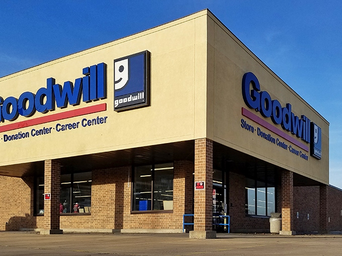The unassuming exterior of Fayetteville's Goodwill hides a universe of possibilities inside. Like a treasure chest disguised as a regular building. 