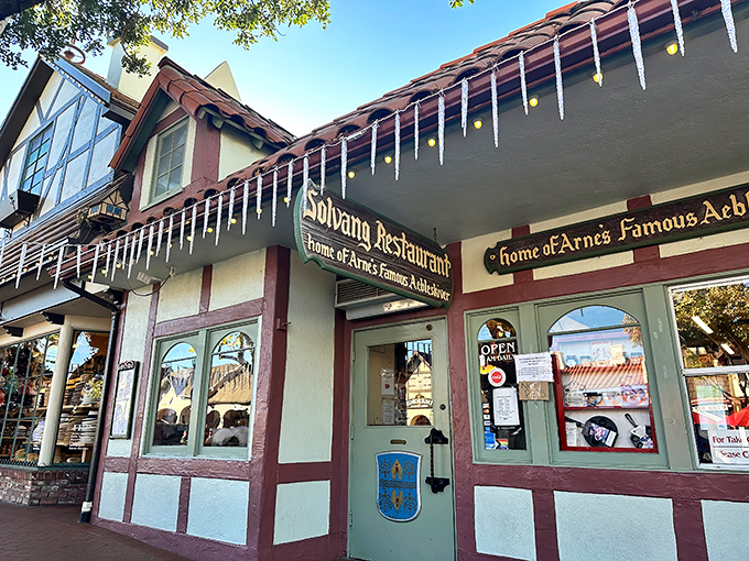 This half-timbered beauty stands ready to serve happiness, one aebleskiver at a time.