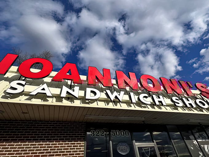 Where sandwich dreams come true &ndash; Ioannoni's bold red lettering against the sky promises deliciousness that lives up to its eye-catching signage.