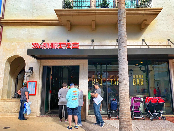 A line forms outside as hungry visitors anticipate their smoky reward. In Florida, good barbecue is worth the wait.